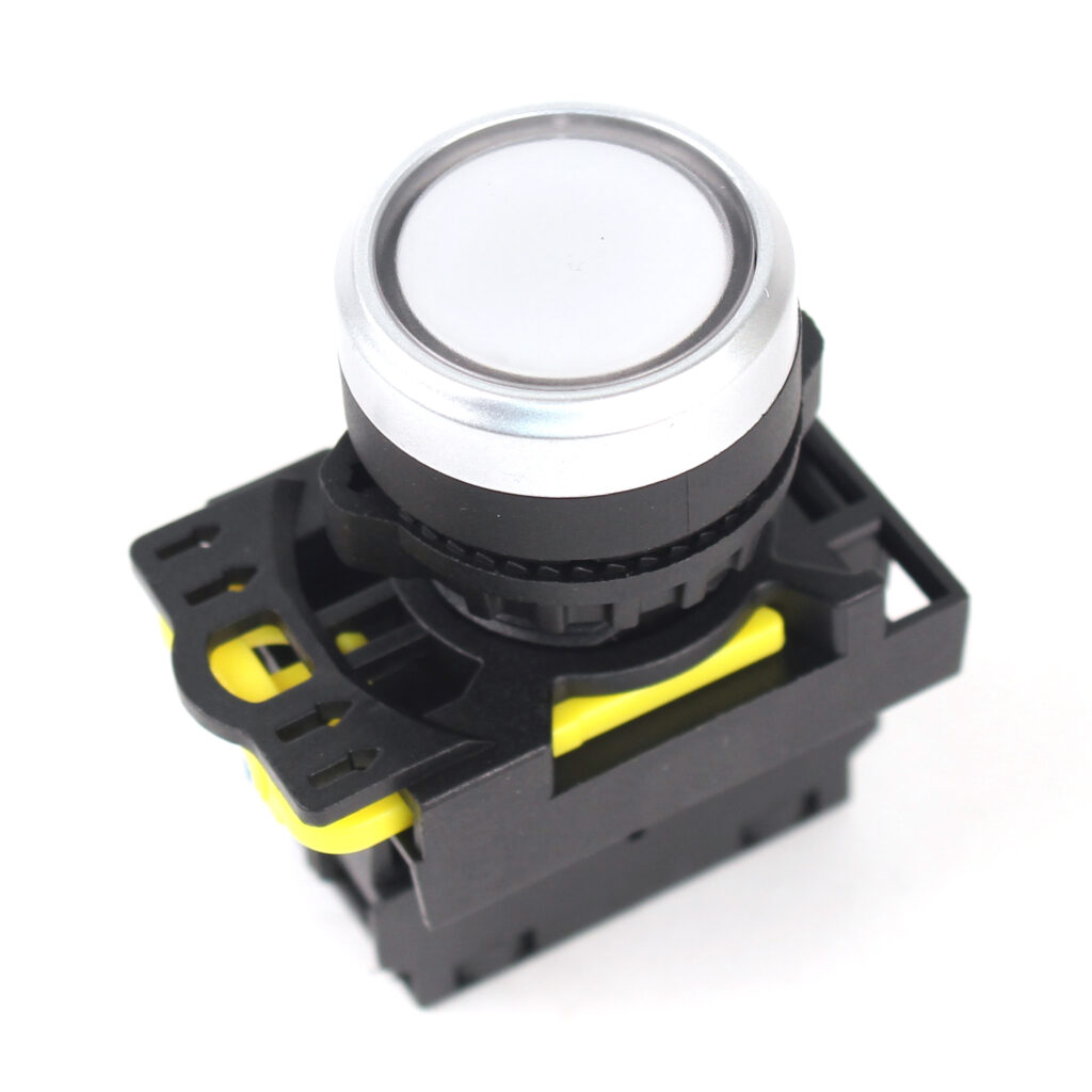 Push Button 22mm White + LED 24v NO (Momentary) - Hardware CNC