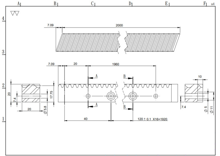 Schuine Tandheugel Module 2 Q7 2000mm (High Precision) - Hardware CNC